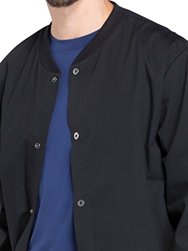 Cherokee Men's Snap Front Jacket with Long Sleeve Rib-Knit Collar and Cuffs Plus Size WW360, 2XL, Black