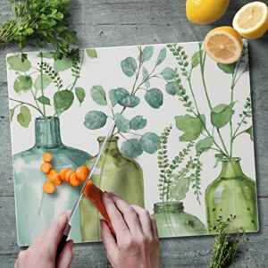 CounterArt Greenery 3mm Heat Tolerant Tempered Glass Cutting Board 15” x 12” Manufactured in the USA Dishwasher Safe