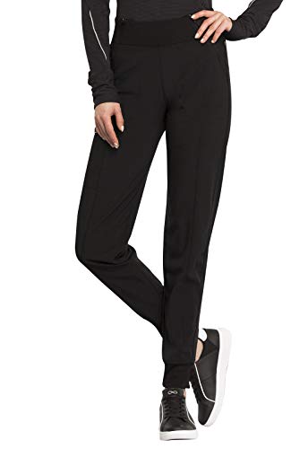 Jogger Scrub Pants for Women 4-Way Stretch with Mid Rise, Cargo Pocket, Superior Performance, and Comfort CK110A, S, Black