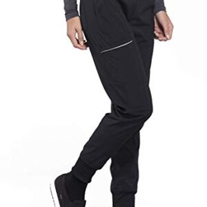 Jogger Scrub Pants for Women 4-Way Stretch with Mid Rise, Cargo Pocket, Superior Performance, and Comfort CK110A, S, Black