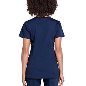 Cherokee Women's Maternity Scrub Top with 3 Pockets Mock Wrap WW685, M, Navy