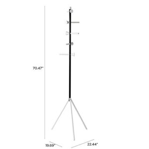 happimess HPM8001B Aiden 70.4" 5-Hook Metal Coat Rack , Iron Tube, Cast Iron, Aluminium , Modern, Contemporary , Bedroom, Closet, Foyer , 66lbs Weight Capacity , Black/White