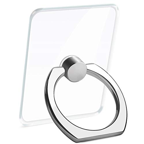 Transparent Cell Phone Ring Holder, 360 Degree Rotation, Finger Grip Stand Holder iPhone and ipad Tablet Ring Holder (2 Black + 2 Silver)