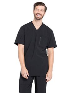 cherokee infinity men scrubs top tuckable v-neck ck910a, l, black