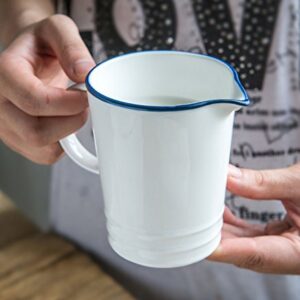 CHOOLD Blue and White Navy Style Ceramic Creamer with Handle,Coffee Milk Creamer Pitcher Serving Pitcher Sauce Pitcher for Kitchen