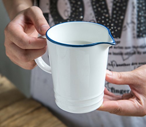 CHOOLD Blue and White Navy Style Ceramic Creamer with Handle,Coffee Milk Creamer Pitcher Serving Pitcher Sauce Pitcher for Kitchen