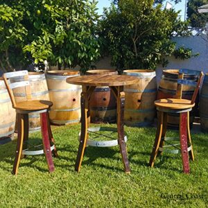 Central Coast Creations Bistro Set Swivel Top Stools - Wine Barrel Handcrafted Wine Barrel Furniture