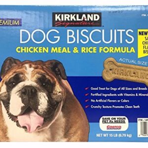 Kirkland Signature Premium Dog Biscuits Chicken Meal & Rice Formula 15 LB,standart