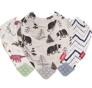 baby bibs - 3 pc muslin bibs - reversible 100% natural cotton teething bib - baby bibs for girls and boys, baby essentials