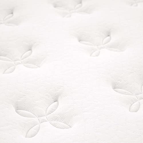 Modway Jenna 10” Queen Innerspring Mattress Quality Quilted Pillow Top-Individually Encased Pocket Coils-10-Year Warranty, White