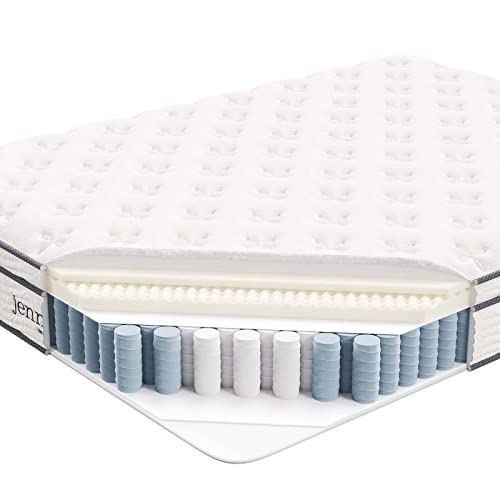 Modway Jenna 10” Queen Innerspring Mattress Quality Quilted Pillow Top-Individually Encased Pocket Coils-10-Year Warranty, White