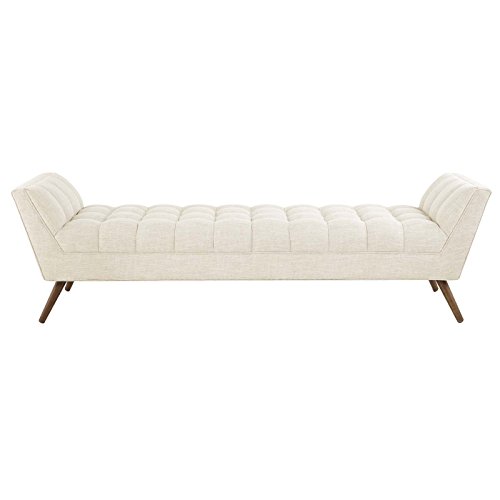 Modway Response Mid-Century Modern Bench Large Upholstered Fabric in Beige