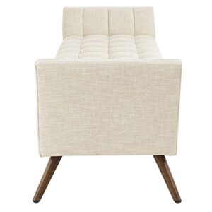 Modway Response Mid-Century Modern Bench Large Upholstered Fabric in Beige