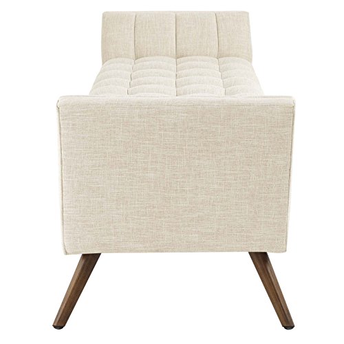 Modway Response Mid-Century Modern Bench Large Upholstered Fabric in Beige