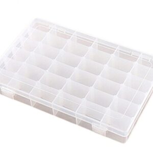 15/24/36 Grids Clear Plastic Storage Box Adjustable Bead Case Nail Art Tools Earring Jewelry Storage Organizer (White, 36-Grid)