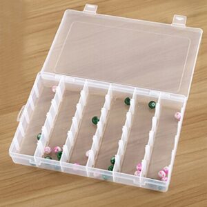 15/24/36 Grids Clear Plastic Storage Box Adjustable Bead Case Nail Art Tools Earring Jewelry Storage Organizer (White, 36-Grid)