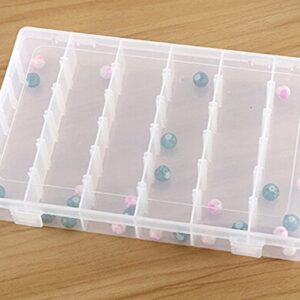 15/24/36 Grids Clear Plastic Storage Box Adjustable Bead Case Nail Art Tools Earring Jewelry Storage Organizer (White, 36-Grid)