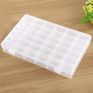 15/24/36 Grids Clear Plastic Storage Box Adjustable Bead Case Nail Art Tools Earring Jewelry Storage Organizer (White, 36-Grid)