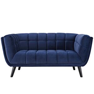 Modway Bestow Upholstered Velvet Button-Tufted Loveseat in Navy