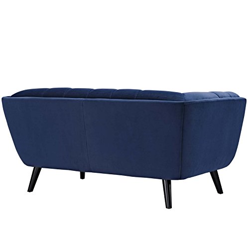 Modway Bestow Upholstered Velvet Button-Tufted Loveseat in Navy