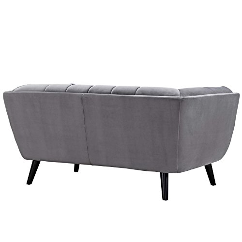 Modway Bestow Upholstered Velvet Button-Tufted Loveseat in Gray