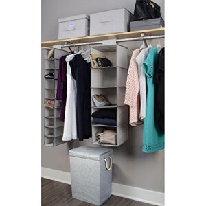 Primary Designs Pack of 3 Collapsible Closet Storage Cloth Bins with Strong Dust Proof Lids and Handles, Grey, Large Size (16.5"x12"x10")