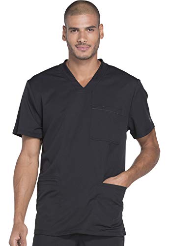 Dickies Dynamix Men Scrubs Top V-Neck DK640, L, Black