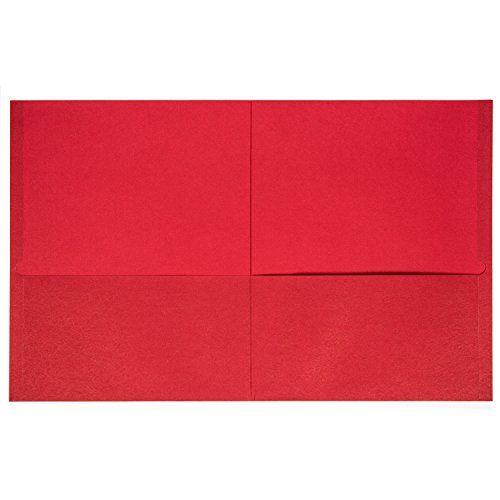 Blue Summit Supplies 25 Two Pocket Folders, Designed for Office and Classroom Use, Red 25 Pack Colored 2 Pocket Folders