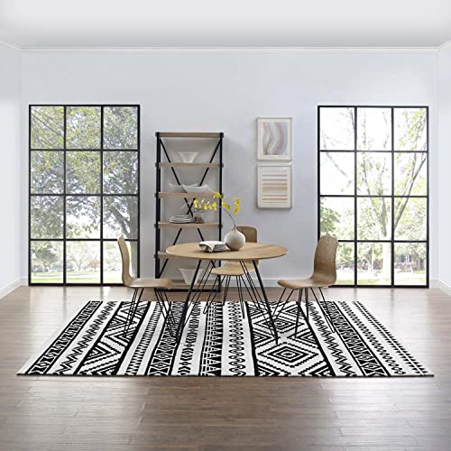 Modway Haku Geometric Moroccan Tribal 8x10 Area Rug With Contemporary Design In Black and White