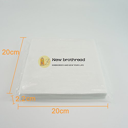 New brothread Tear Away Machine Embroidery Stabilizer Backing 8"x8" - 100 Precut Sheets - Medium Weight 1.8 oz- Fits 4x4 and 6x6 Hoops