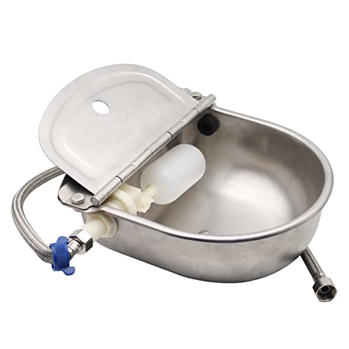 Automatic Water Feeder Trough Bowl with Pipe for Cattle Horse Goat Sheep Dog Animals Stainless Pet Livestock Tool