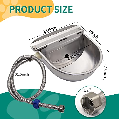 Automatic Water Feeder Trough Bowl with Pipe for Cattle Horse Goat Sheep Dog Animals Stainless Pet Livestock Tool