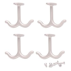 double prong ceiling hook, 4 pcs zinc alloy towel/robe clothes hook for closet top bathroom kitchen cabinet garage