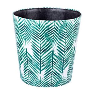 scakbyer paper wastebasket without lid pu leather round decorative trash bin garbage can dustbin for hotel dormitory kitchen bedroom bathroom office green leaves