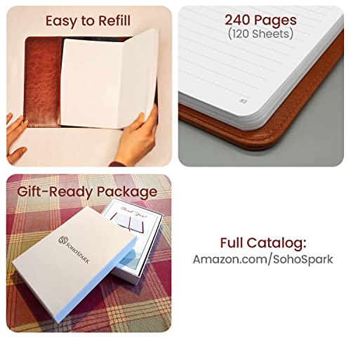 SOHOSPARK Sunrise Refillable Faux Leather Journal, 6x8 Vegan Lined Writing Journal for Women or Men