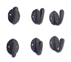 rustic cast iron coat robe door hooks set of 6