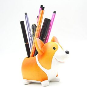 monmob creative corgi pen pencil brush holder pot stylish storage container desk organizer decoration accessories succulent plant pot home office school gift