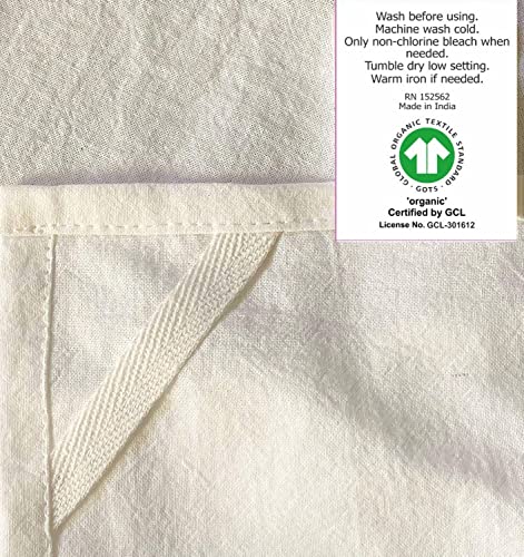 10 Pack Flour Sack Dish Towels, Certified Organic Cotton, Flour Sack Towels, Highly Absorbent, Tea Towels for Embroidery, Kitchen Dish Towels,28x28 Inches (Ivory) Flour Sack Towels