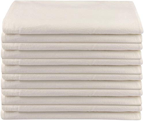 10 Pack Flour Sack Dish Towels, Certified Organic Cotton, Flour Sack Towels, Highly Absorbent, Tea Towels for Embroidery, Kitchen Dish Towels,28x28 Inches (Ivory) Flour Sack Towels