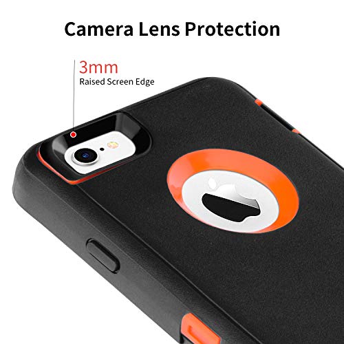 CAFEWICH iPhone 6/6S Case Heavy Duty Shockproof High Impact Tough Rugged Hybrid Rubber Triple Defender Protective Anti-Shock Silicone Mobile Phone Cover for iPhone 6/6S 4.7"(Black Orange)