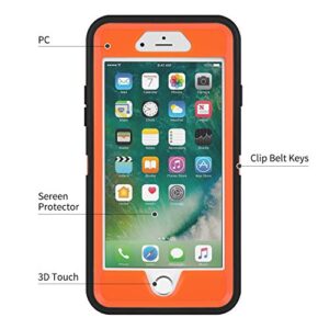 CAFEWICH iPhone 6/6S Case Heavy Duty Shockproof High Impact Tough Rugged Hybrid Rubber Triple Defender Protective Anti-Shock Silicone Mobile Phone Cover for iPhone 6/6S 4.7"(Black Orange)