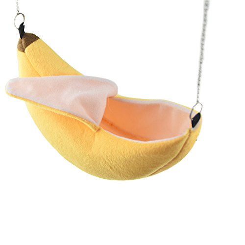 FLAdorepet Banana Hamster Bed House Hammock Small Animal Bed House Cage Nest Hamster Accessories (S(8"*3"*3.5"), Yellow)