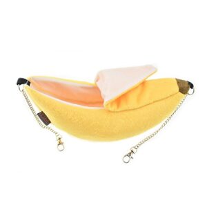 FLAdorepet Banana Hamster Bed House Hammock Small Animal Bed House Cage Nest Hamster Accessories (S(8"*3"*3.5"), Yellow)