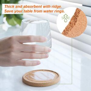 Cork Coasters for Drinks Absorbent Set 10 PCS, 3.9" Diameter