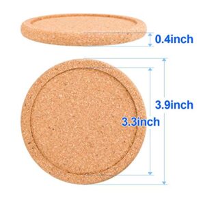 Cork Coasters for Drinks Absorbent Set 10 PCS, 3.9" Diameter