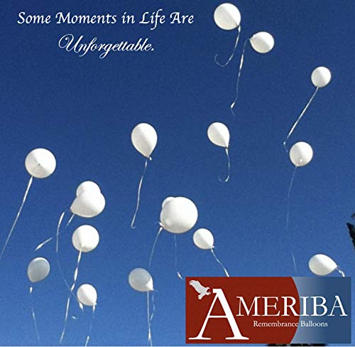 30PC Biodegradable Remembrance Balloons: White & Silver Personalizable Funeral Balloons for Balloon Releases & Sympathy Gifts | Created/Sold by AMERIBA, a USA company (Variety Pk White, Black Writing)