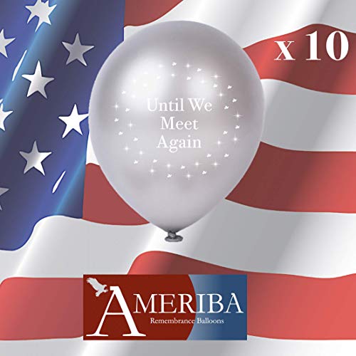 30PC Biodegradable Remembrance Balloons: White & Silver Personalizable Funeral Balloons for Balloon Releases & Sympathy Gifts | Created/Sold by AMERIBA, a USA company (Variety Pk White, Black Writing)