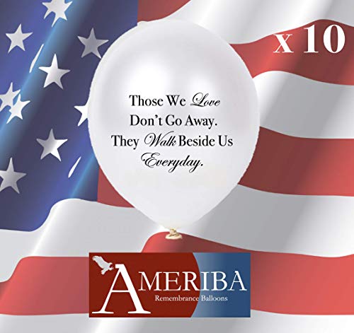 30PC Biodegradable Remembrance Balloons: White & Silver Personalizable Funeral Balloons for Balloon Releases & Sympathy Gifts | Created/Sold by AMERIBA, a USA company (Variety Pk White, Black Writing)