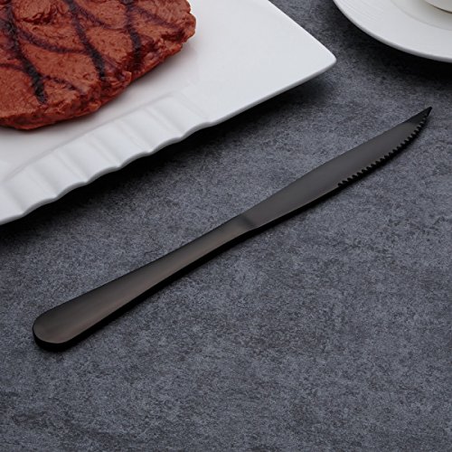 HOMQUEN 6-Pieces Stainless Steel Steak Knives Set, Black Knife Set-Use for Home Kitchen or Restaurant (Black)