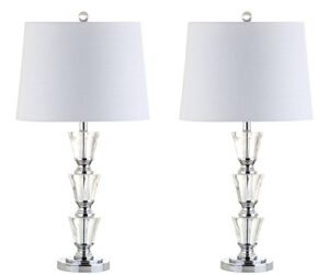 jonathan y jyl2044a-set2 set of 2 table lamps layla 27" crystal led table lamp glam contemporary bedside desk nightstand lamp for bedroom living room office college bookcase, clear